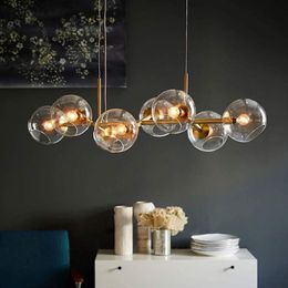 ZMH LED Pendelleuchte 8 Flammig esstisch Hängeleuchte mit Glas Kugel Leuchte Pendellampe für Esszimmer Wohnzimmer Schlafzimmer
