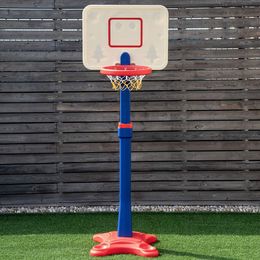 Costway Basketballständer Kinder, Basketballkorb mit Ständer, Basketballanlage 8 stufig höhenverstellbarer, Korbanlage mit Rillen, geeignet für Innen- und Außenbereiche