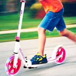 Costway Scooter Cityroller 100kg belastbar Kickscooter mit 2 LED Rädern klappbar und höhenverstellbar Rosa