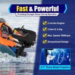 Außenbordmotor 3.6PS Außenborder Bootsmotor 2 Takt Benzinmotor Fischerboot Motor Schlauchbootmotor Outboard Wasserkühlung