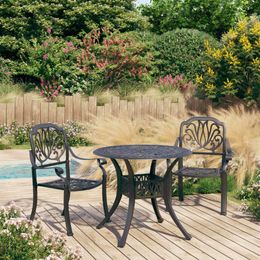 vidaXL 3-tlg. Bistro-Set Aluminiumguss Schwarz