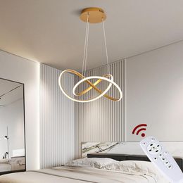 LED Pendelleuchte 9642 gold Hängelampe 50cm 96W mit Fernbedienung Lichtfarbe/Helligkeit einsetllbar dimmbar Deckenleuchte Leuchte