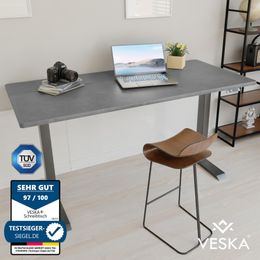 Höhenverstellbarer Schreibtisch (140 x 70 cm) - Sitz- & Stehpult - Bürotisch Elektrisch Höhenverstellbar mit Touchscreen & Stahlfüßen - Anthrazit/Stein-Anthrazit