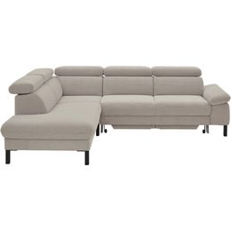 Ecksofa Home Affaire "Arnayon mit Querschl&auml;fer-Bettfunktion, Schlafsofa, gro&szlig;er Bettkasten", beige (sand), B:272cm H:79cm T:217cm, 95% Polyester, 5% Nylon, Sofas, Ecksofa, manuelle Kopfteilverstellung, Tonnentaschen-Federkern, Feincord L-Form