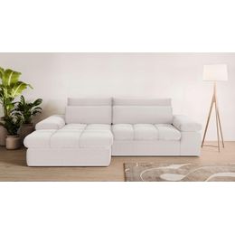 Ecksofa Home Affaire "ALVERIE mit Recamiere, moderne Steppung, Ma&szlig;e: B/T/H 274/203/106 cm", beige (creme), B:274cm H:106cm T:203cm, 100% Polyester, Sofas, Ecksofa, L-Form mit Wellenunterfederung, mit 4 R&uuml;ckenkissen, pflegeleicht Stoff