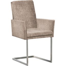 K+w Komfort & Wohnen Armlehnstuhl K+W KOMFORT & WOHNEN, beige (sand 35, edelstahloptik), B:55cm H:96cm T:64cm, Stühle, stabiles Hochkantrohr, Untergestell in Edelstahloptik oder schwarz