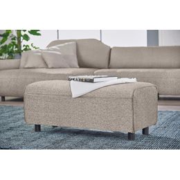Hockerbank "CR.480", bunt (graubeige, natur 044, 20), B:100cm H:42cm T:51cm, Leder OSKAR;Chenille COCO (72% Polyester 15% Baumwolle 13% Polyacryl), CREATION BY ROLF BENZ, Hocker, Polsterhocker