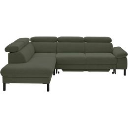 Ecksofa Home Affaire "Arnayon mit Querschl&auml;fer-Bettfunktion, Schlafsofa, gro&szlig;er Bettkasten", gr&uuml;n (oliv), B:272cm H:79cm T:217cm, 95% Polyester, 5% Nylon, Sofas, Ecksofa, manuelle Kopfteilverstellung, Tonnentaschen-Federkern, Feincord L-Form