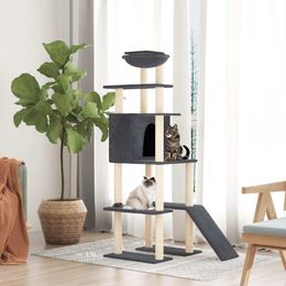 vidaXL Kratzbaum mit Sisal-Kratzsäulen Dunkelgrau 166 cm
