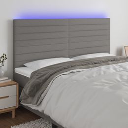 vidaXL LED Kopfteil Dunkelgrau 160x5x118/128 cm Stoff