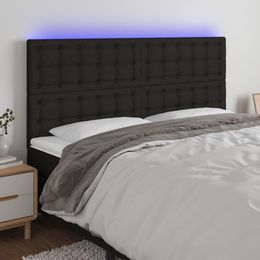 vidaXL LED Kopfteil Schwarz 200x5x118/128 cm Stoff