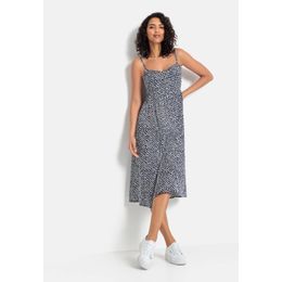 Lascana Sommer-Kleid, Blau, Gr. 44, Damen, Strandkleider, Material: Viskose, Baumwolle, Leinen