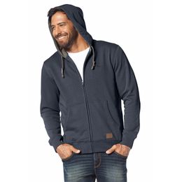 MAN'S WORLD Kapuzensweatjacke MAN'S WORLD, Herren, Gr. 4XL (68/70), blau, angeraute Sweatware, Obermaterial: 80% Baumwolle, 20% Polyester. Kapuzenfutter: 80% Baumwolle, 20% Polyester, unifarben, normal, Rippb&uuml;ndchen, Sweatjacken, mit kontrastfarbigem Innenfutter, Topseller