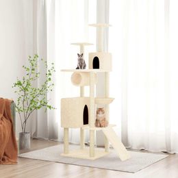 vidaXL Kratzbaum mit Sisal-Kratzsäulen Creme 168 cm