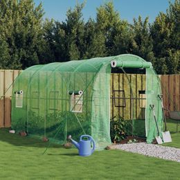 vidaXL Gewächshaus mit Stahlrahmen Grün 8 m² 4x2x2 m