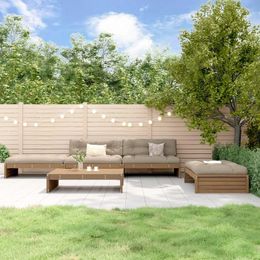vidaXL 5-tlg. Garten-Lounge-Set mit Kissen Honigbraun Massivholz