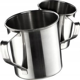 KADAX Edelstahlbecher, widerstandsfähiger Kaffeebecher mit Henkel, bruchsicherer Trinkbecher, Isolierte Tasse, Thermobecher für Kaffee, Tee, Saft und Wasser (9cm / 2 Stück)