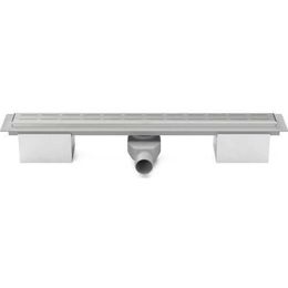 Linearer Kunststofftrog 650 mm, Linienmatte mit Seitenablauf D 50 und Drehsiphon
