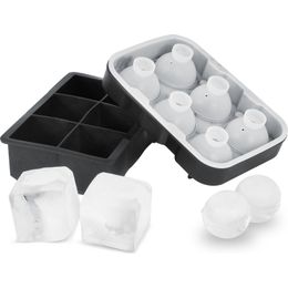 VEVOR 6-teiliger Eiswürfelbereiter Eiswürfelformen 5 cm Eiskugel Eiswürfelform Eiskugelforner, Strapazierfähige Eiswürfelformen Eiswürfelbehälter Schwarz Whisky, Americano, Getränke, Säfte usw.