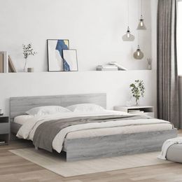 vidaXL Bettgestell mit Kopfteil Grau Sonoma 180x200 cm