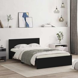 vidaXL Bettgestell mit Kopfteil Schwarz 135x190 cm