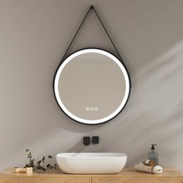 EMKE Badspiegel Rund mit Beschlagfrei 60 cm Badezimmerspiegel 3 Lichtfarbe Badspiegel Dimmbar LED Spiegel mit Touchschalter, IP44 Energiesparend