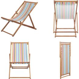 vidaXL Klappbarer Strandstuhl Stoff und Holzrahmen Mehrfarbig - Strandstuhl - Strandstühle - Campingstuhl - Campingstühle