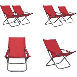 vidaXL Klappbare Strandstühle 2 Stk. Stoff Rot - Klappbarer Strandstuhl - Klappbare Strandstühle - Strandstuhl - Strandstühle