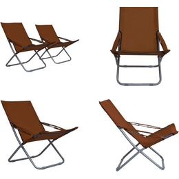 vidaXL Klappbare Strandstühle 2 Stk. Stoff Braun - Klappbarer Strandstuhl - Klappbare Strandstühle - Strandstuhl - Strandstühle