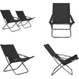 vidaXL Klappbare Strandstühle 2 Stk. Stoff Schwarz - Klappbarer Strandstuhl - Klappbare Strandstühle - Strandstuhl - Strandstühle