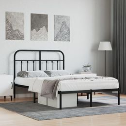 The Living Store Bettgestell mit Kopfteil Metall Schwarz 120x190 cm