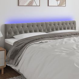 vidaXL LED Kopfteil Hellgrau 200x7x78/88 cm Samt