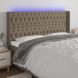 vidaXL LED Kopfteil Taupe 203x16x118/128 cm Stoff