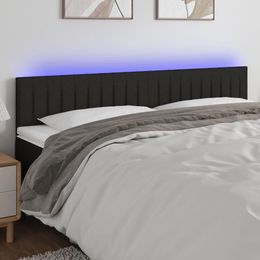 vidaXL LED Kopfteil Schwarz 200x5x78/88 cm Stoff