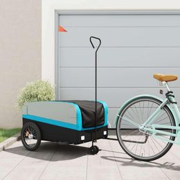 Fahrradanhänger Schwarz und Blau 45 kg Eisen