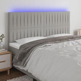 vidaXL LED Kopfteil Hellgrau 200x5x118/128 cm Stoff