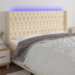vidaXL LED Kopfteil Creme 203x16x118/128 cm Stoff