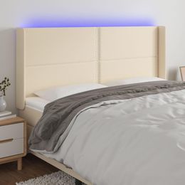 vidaXL LED Kopfteil Creme 183x16x118/128 cm Stoff