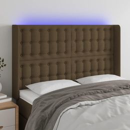 vidaXL LED Kopfteil Dunkelbraun 147x16x118/128 cm Stoff