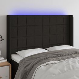 vidaXL LED Kopfteil Schwarz 147x16x118/128 cm Stoff