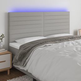 vidaXL LED Kopfteil Hellgrau 180x5x118/128 cm Stoff