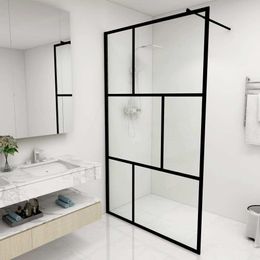 Duschwand für Begehbare Duschen mit Hartglas Schwarz 115x195 cm
