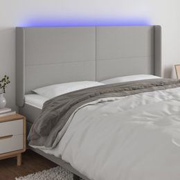 vidaXL LED Kopfteil Hellgrau 163x16x118/128 cm Stoff