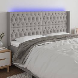 vidaXL LED Kopfteil Hellgrau 203x16x118/128 cm Stoff