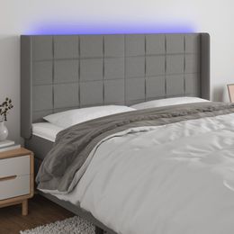 vidaXL LED Kopfteil Dunkelgrau 163x16x118/128 cm Stoff