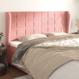 vidaXL Kopfteil mit Ohren Rosa 163x23x118/128 cm Samt