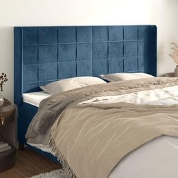 vidaXL Kopfteil mit Ohren Dunkelblau 163x16x118/128 cm Samt