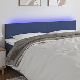 vidaXL LED Kopfteil Blau 200x5x78/88 cm Stoff