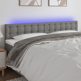vidaXL LED Kopfteil Dunkelgrau 200x5x78/88 cm Stoff
