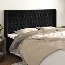 vidaXL Kopfteil mit Ohren Schwarz 183x16x118/128 cm Samt